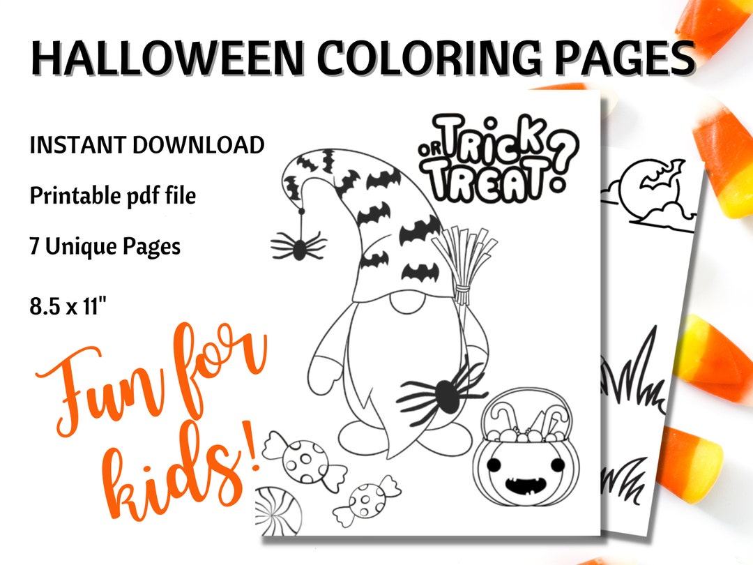 Halloween Printable COLORING PAGES - Kids Activity - Letter Sized - PDF ...
