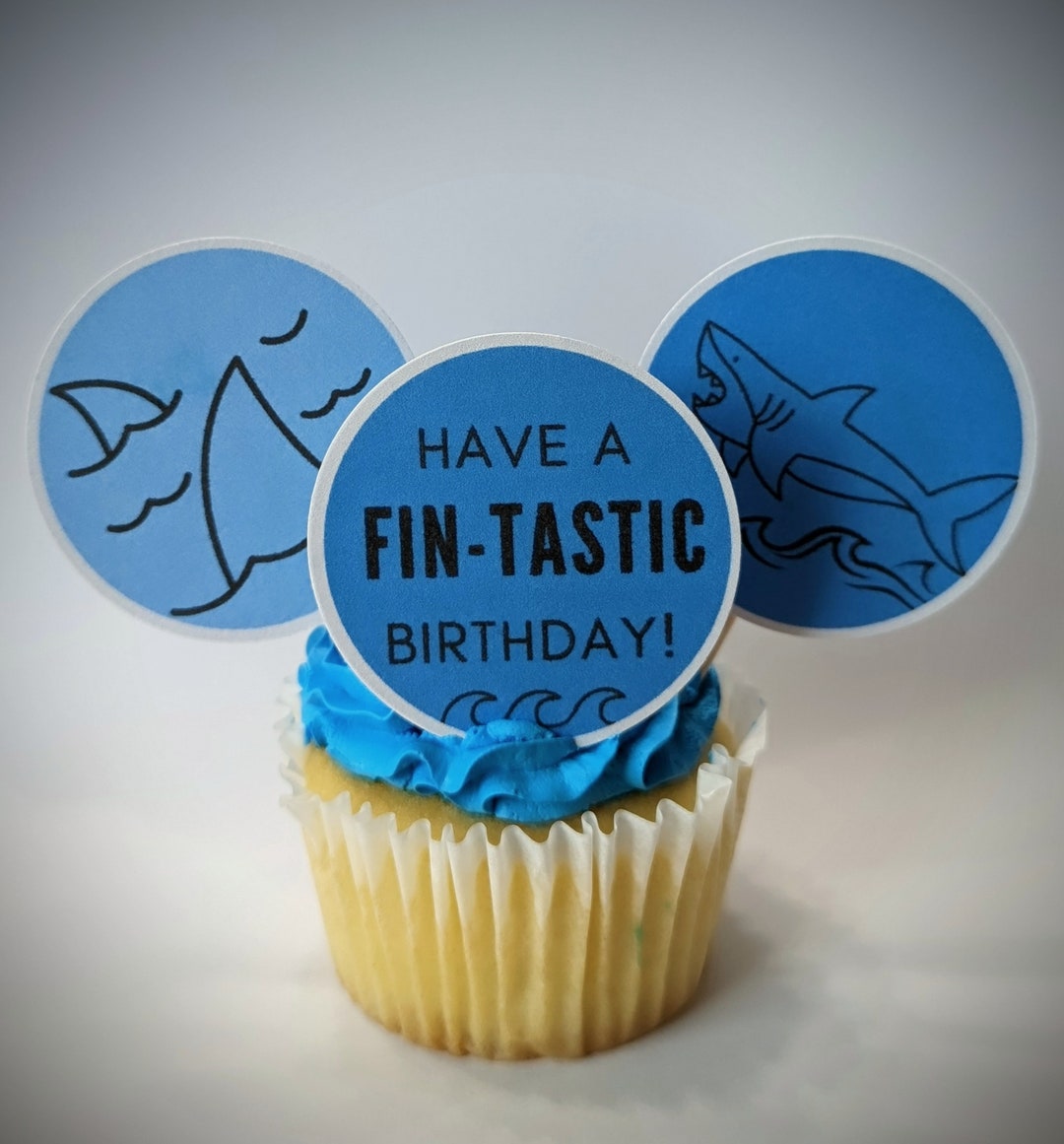 Shark Birthday Cupcake Toppers *digital Download* - Etsy