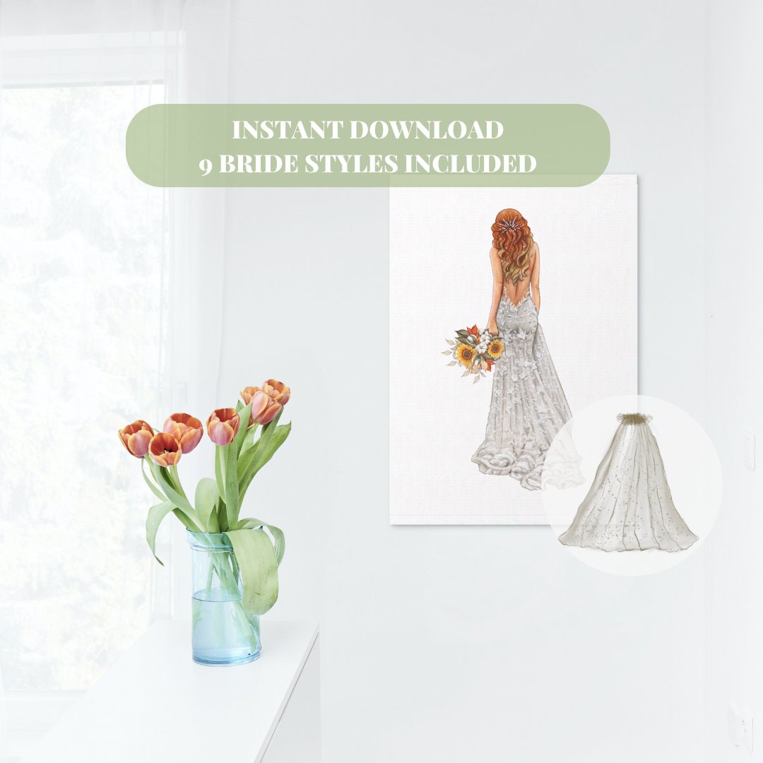 Pin the Veil on the Bride/ Bridal Shower/bachelorette Game (instant ...