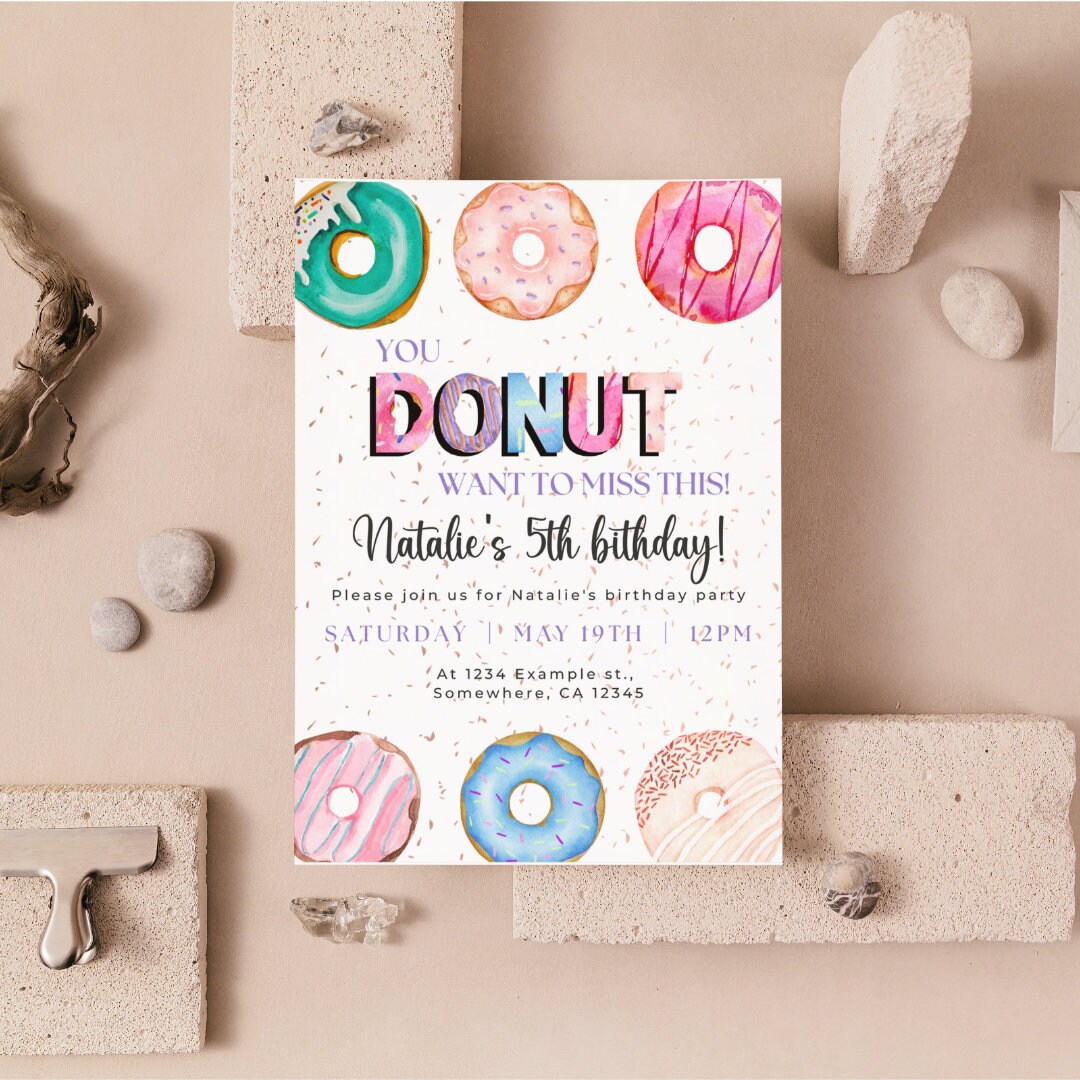 Donut Grow up Birthday Party Invitation- (canva Template Version 2 ...