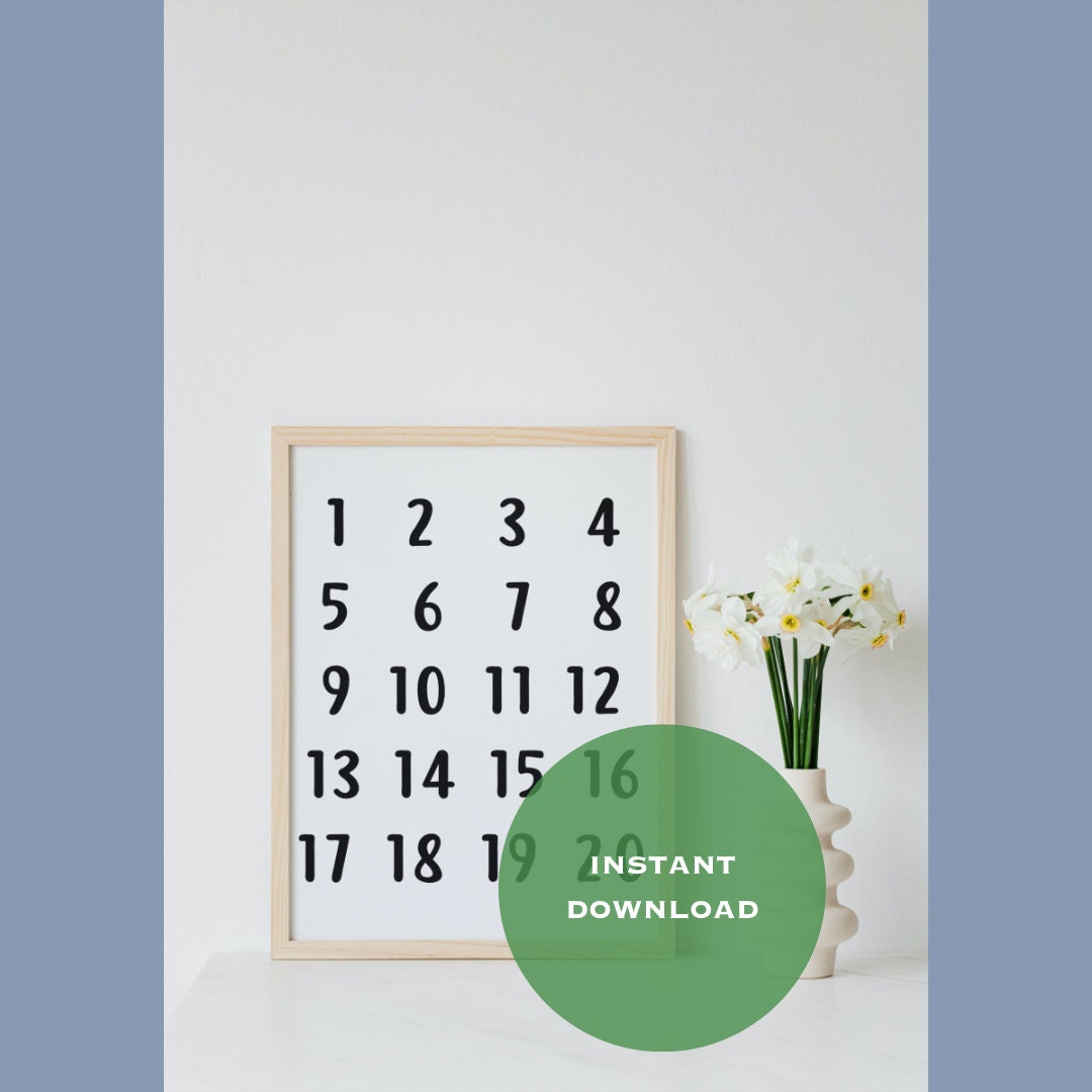 Numbers Poster INSTANT DOWNLOAD 1,2,3 Poster, Number Wall Art, Kids ...