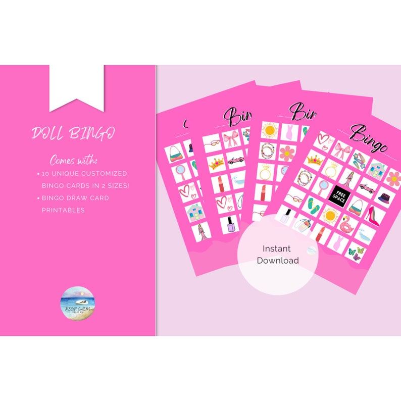 Doll Party Bingo - Instant Download - Kids Party Games, Pink Party ...