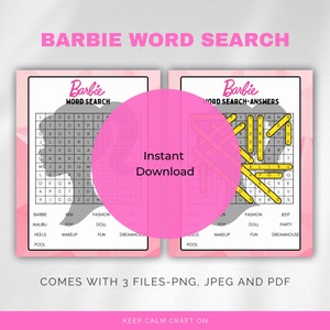 Barbie Word Search - Etsy