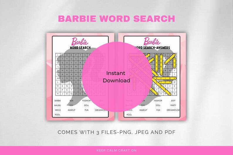 Barbie Word Search - Etsy
