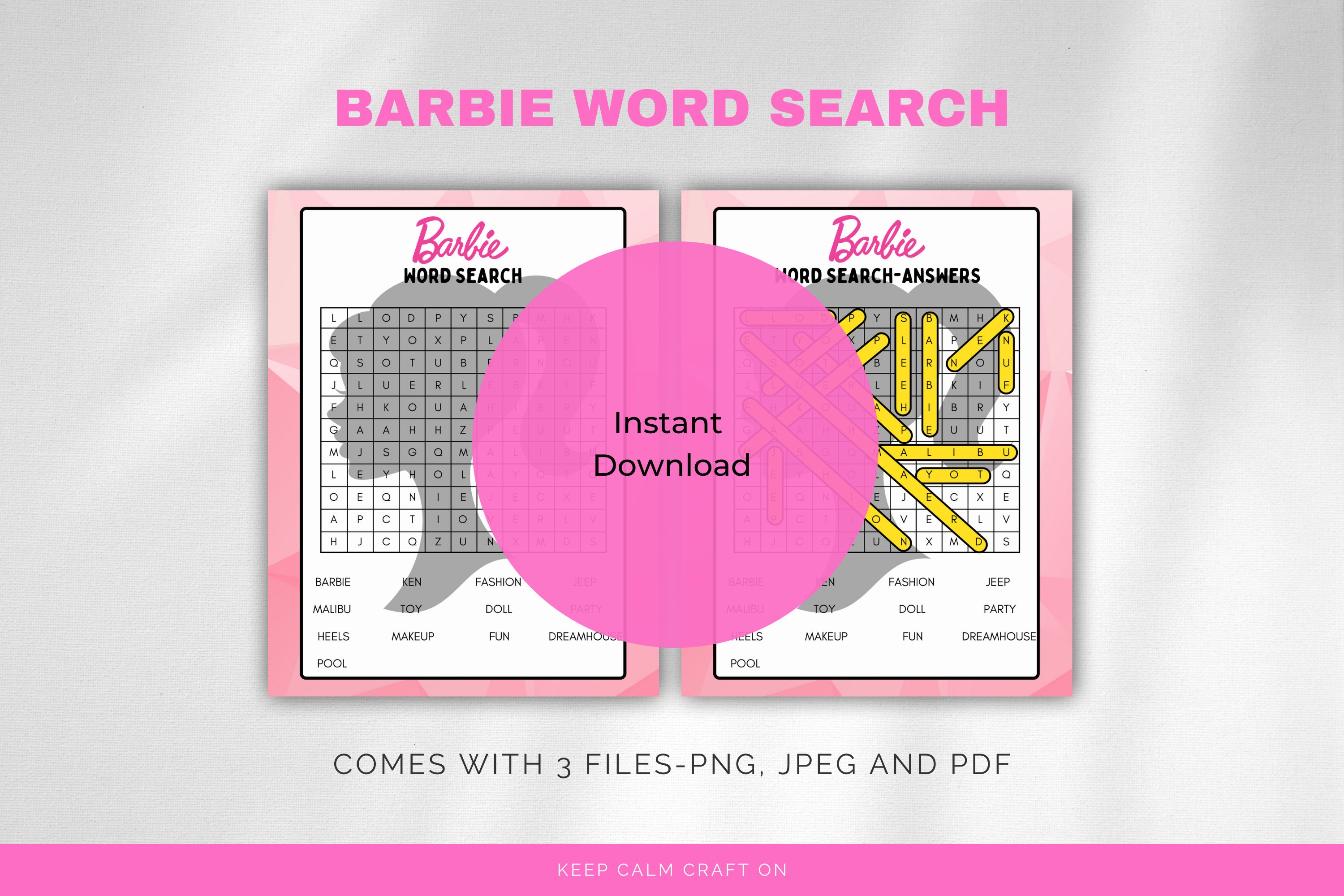 Barbie Word Search - Etsy