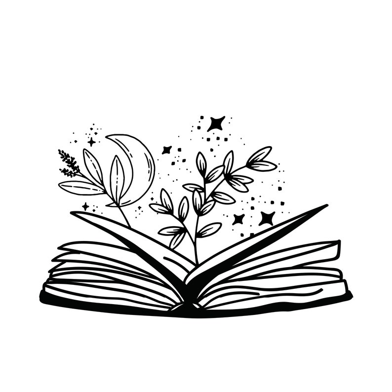 Boho Book | Crescent Moon Book / Floral Book - Etsy