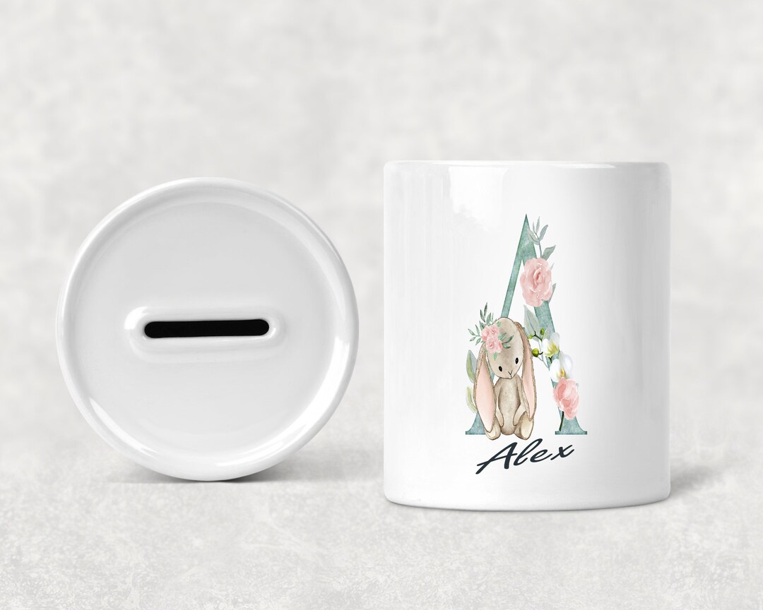 Personalised Ceramic Money Box Custom Name Initial Piggy - Etsy
