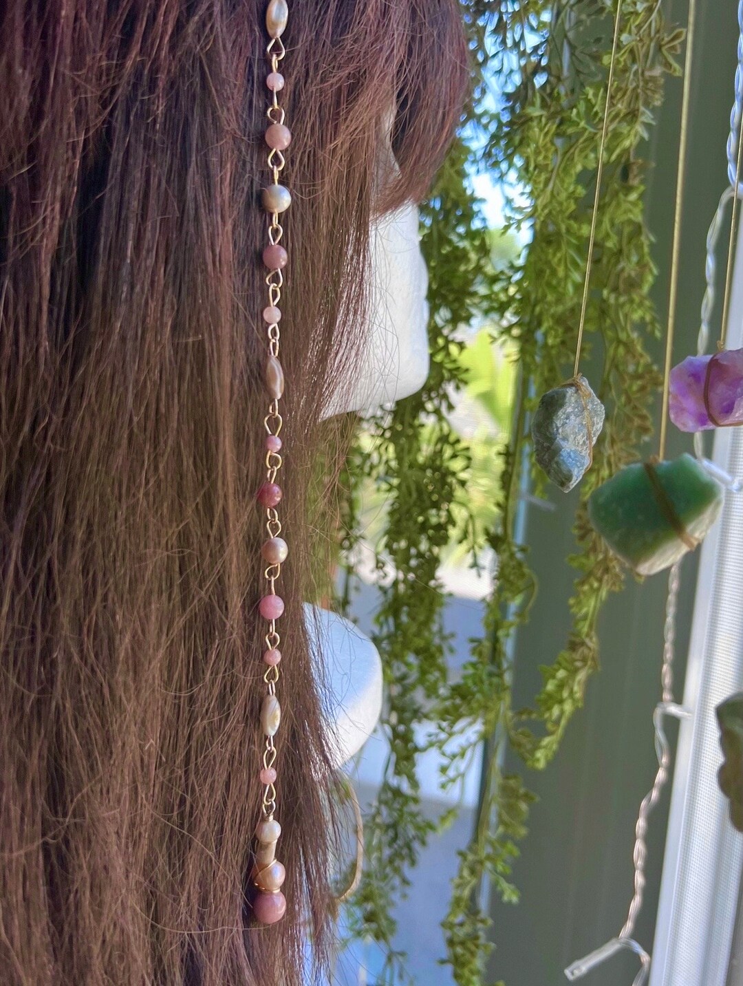 Pearl Beaded Hair Clip: Rose Quartz Crystal Hair Charm - Etsy