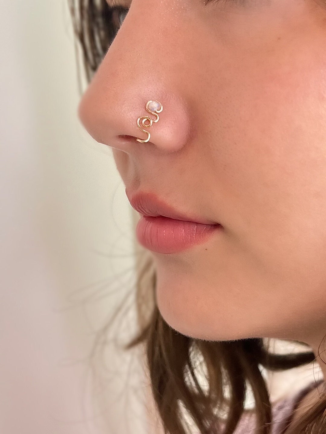 Moonstone Nose Cuff | Fake Nose Ring, Gold or Silver, No Piercing ...