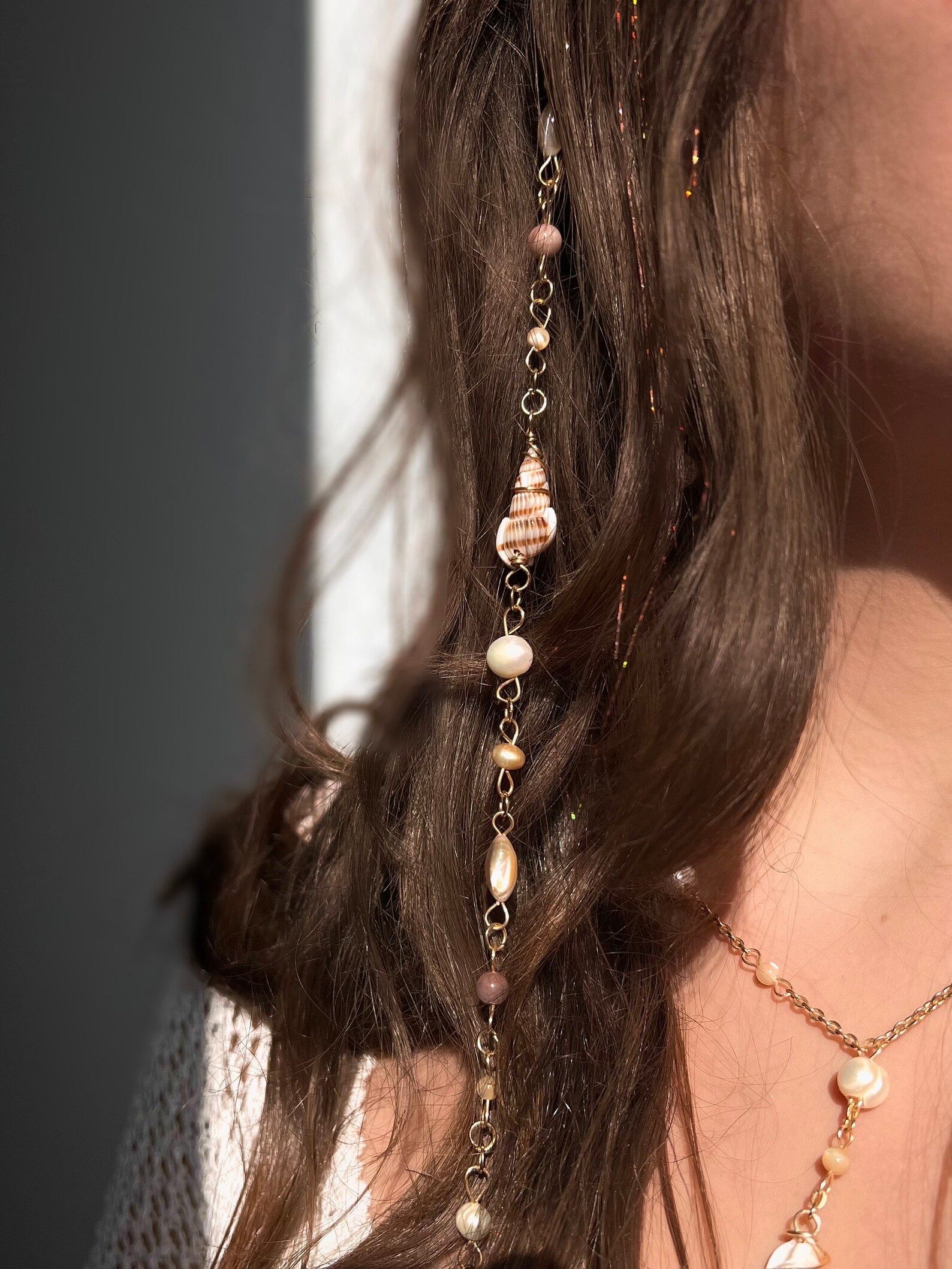 Gabriella Seashell Hippie Hair Bead Dangling Hair Accessory Beaded Hair ...