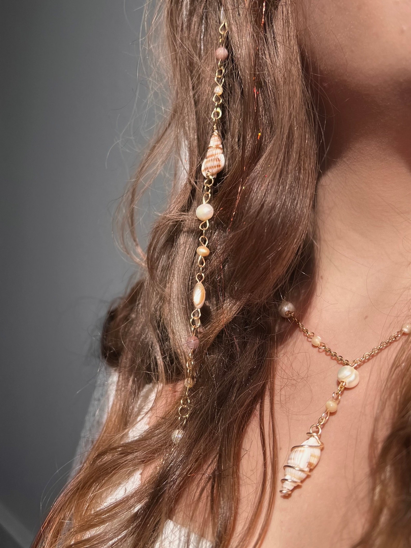 Gabriella Seashell Hippie Hair Bead Dangling Hair Accessory Beaded Hair ...