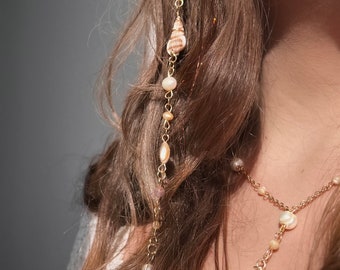 Oceania Crystal Dangling Hair Clip Shell Hair Jewelry Mermaid Crystal ...