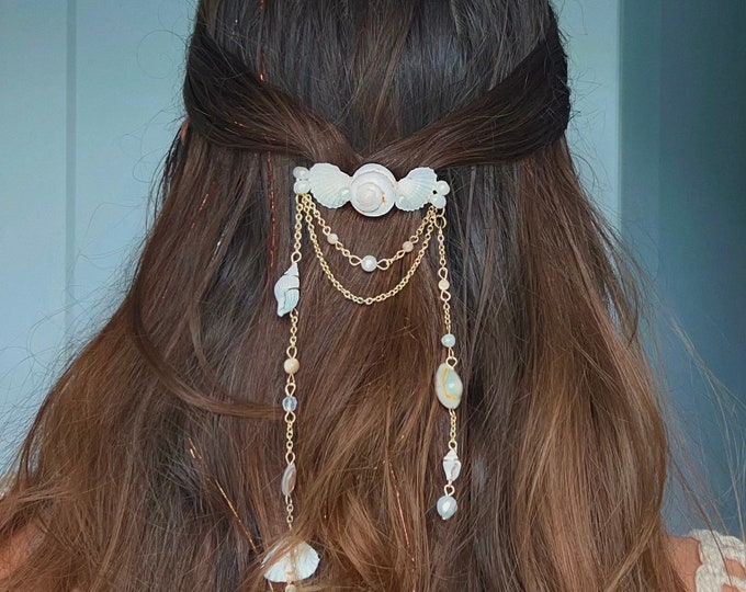 Oceania Crystal Dangling Hair Clip | Shell Hair Jewelry | Mermaid ...