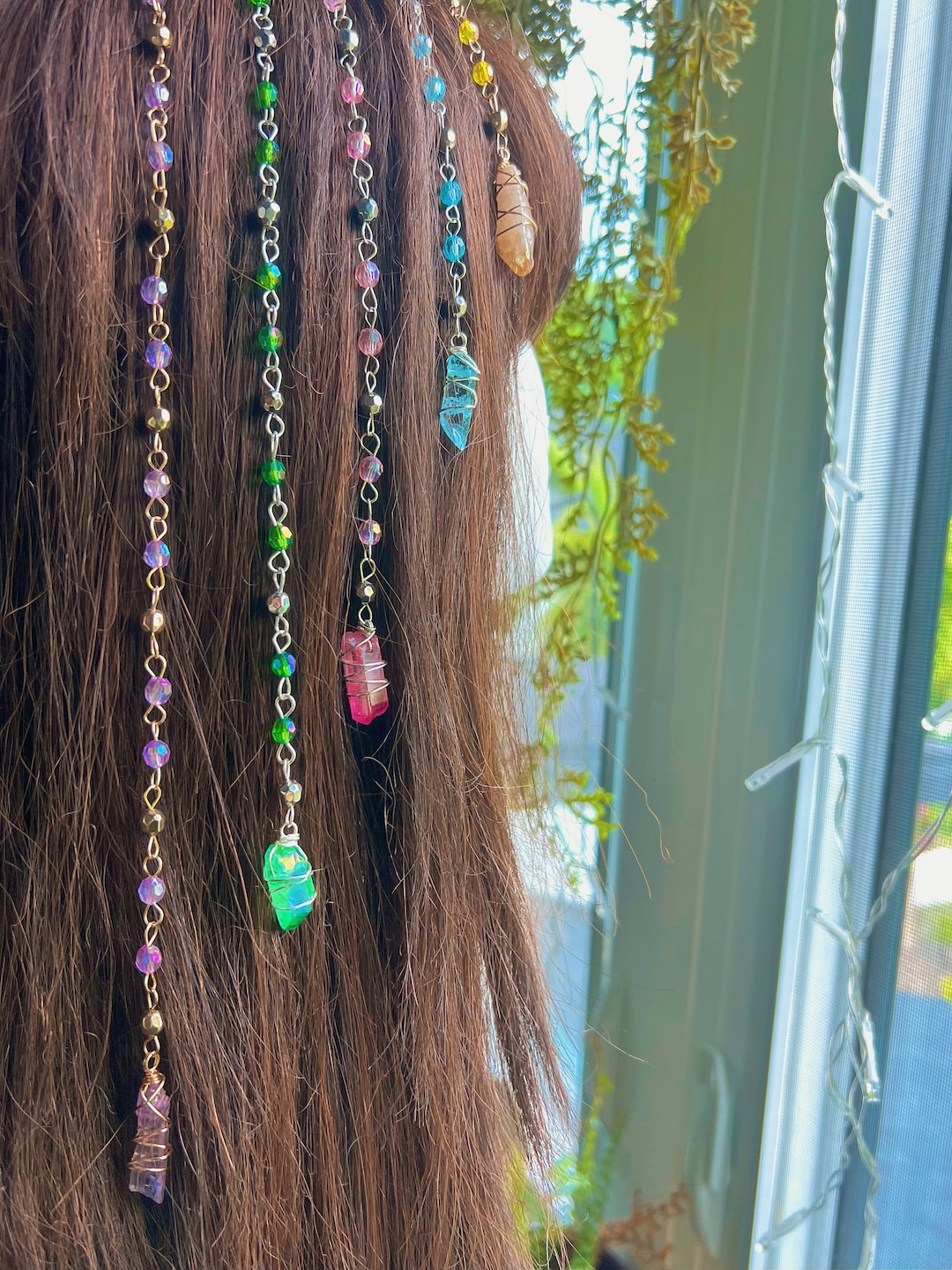 Rainbow Angel Hippie Hair Bead | Dangling Hair Clip | Crystal Hair ...
