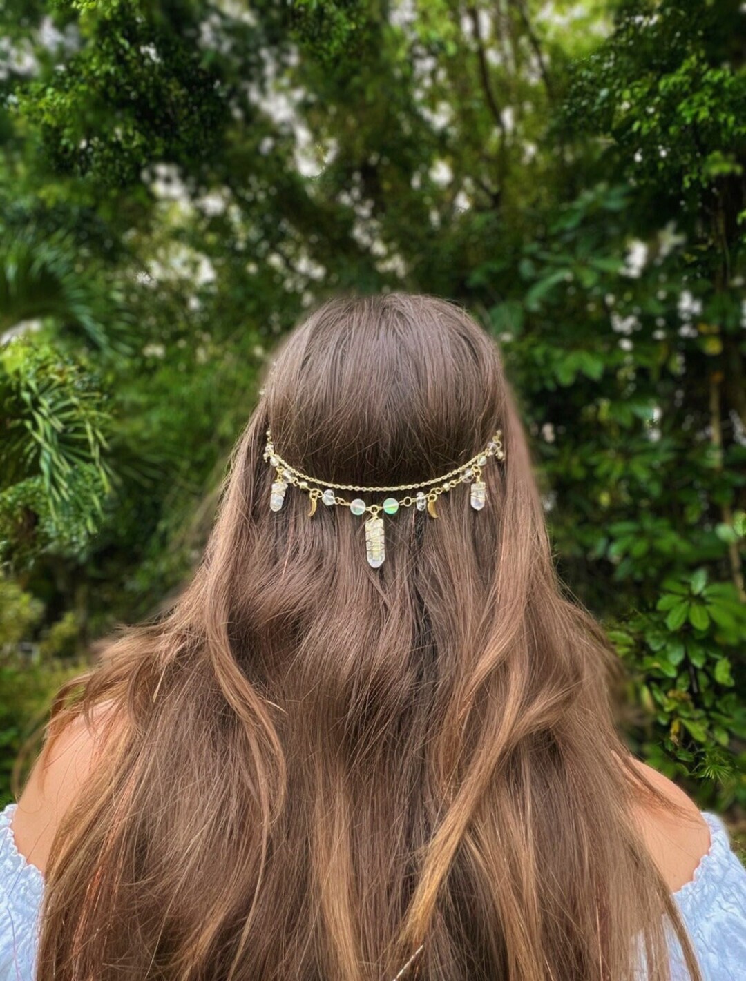 Hectate Crown Crystal Dangling Hair Clip | Clear Quartz Head Jewelry ...