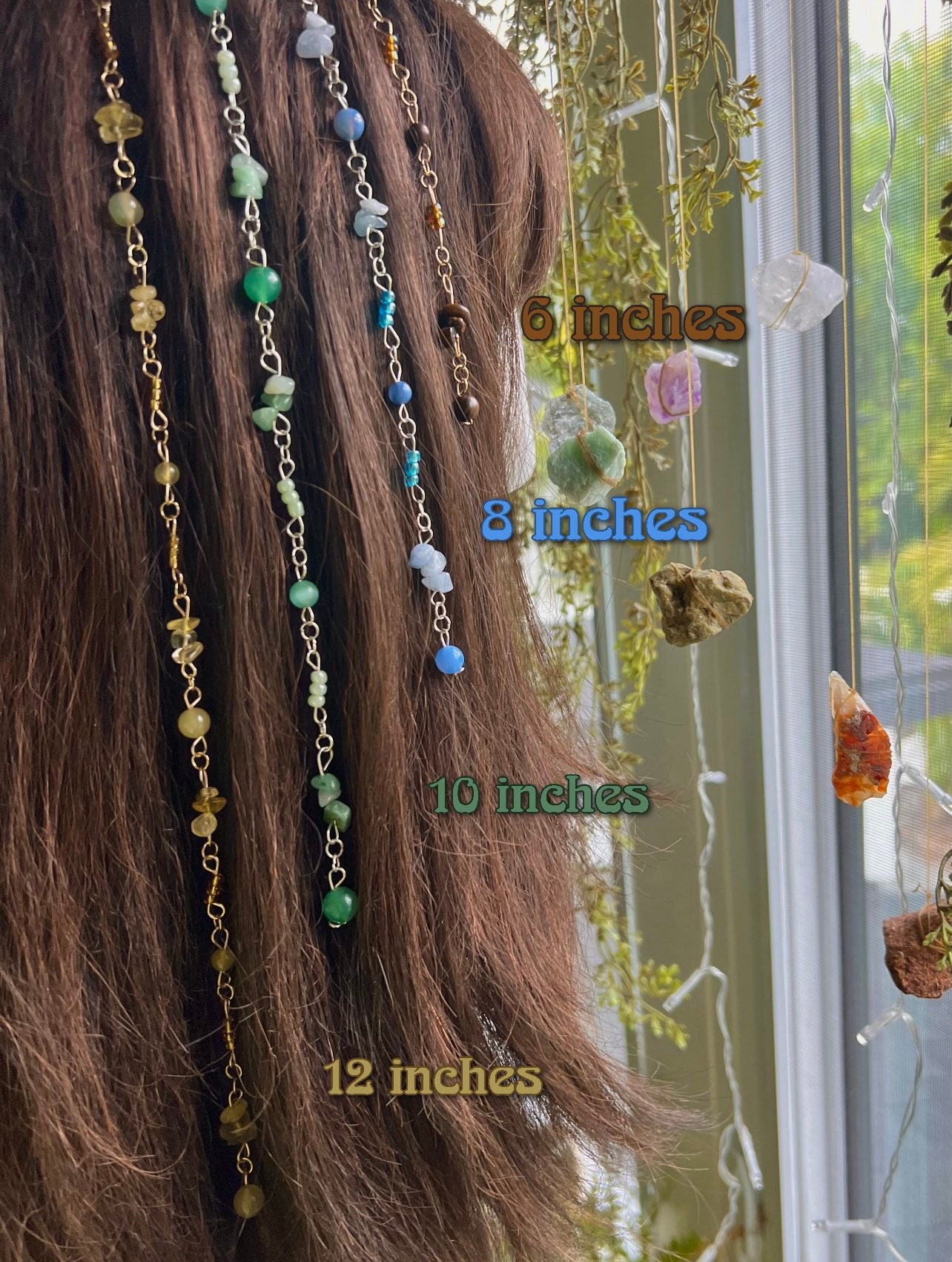Handmade Crystal Hair Beads: Sterling Silver Wire, Hippie Hair Jewelry ...