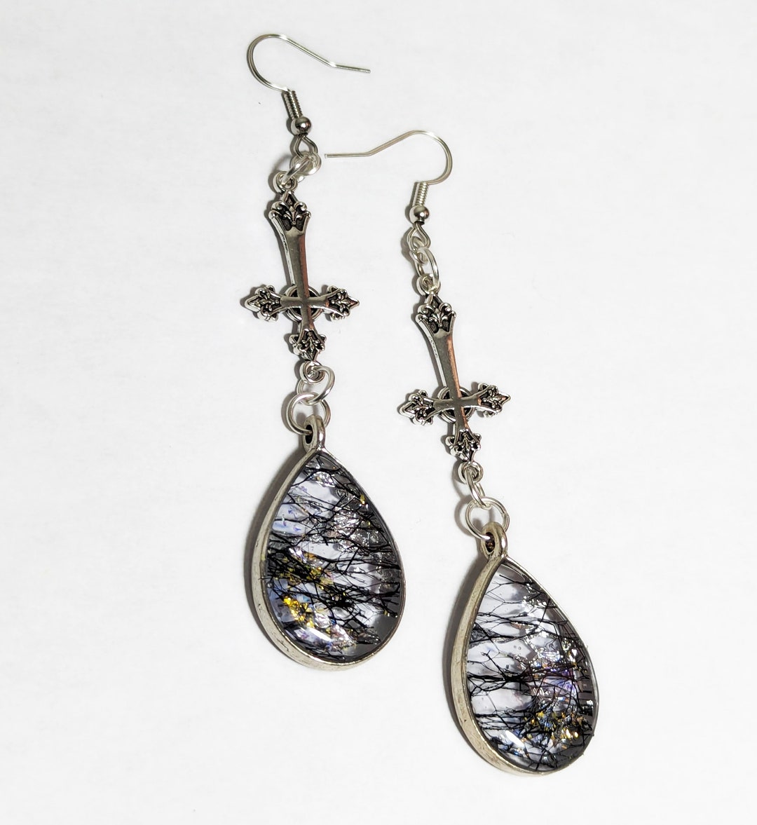 Silver Satan Inverted Cross Drop Earrings - Etsy