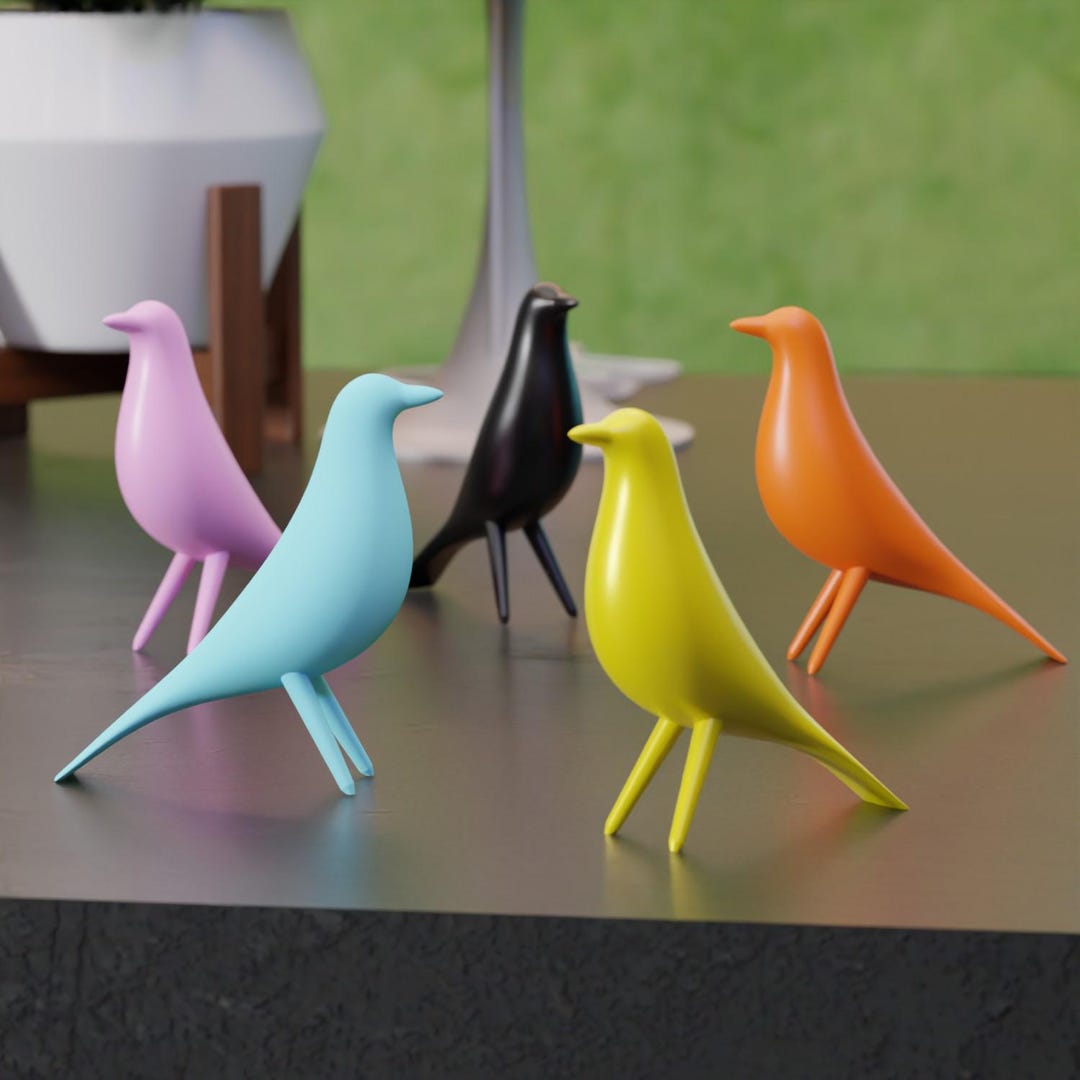 Mini Mid Century Modern Style Minimalist Bird Pair Decor Family Retro ...