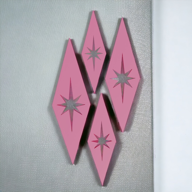 Mid Century Modern Vintage Style Diamonds Starburst Fridge Magnets Art ...