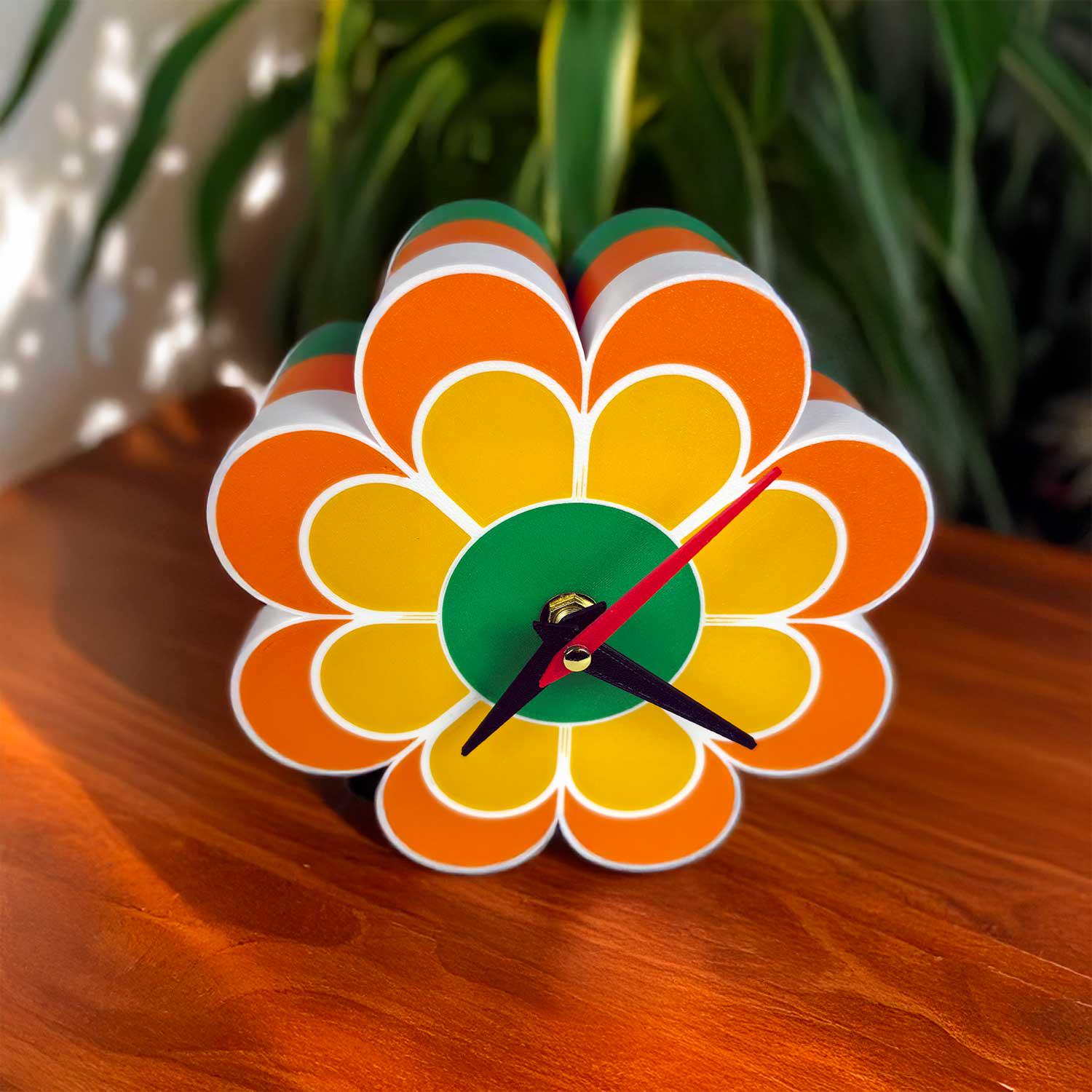 Flower Power Desk Clock Retro 70s-inspired Silent Quartz Clock, Groovy ...