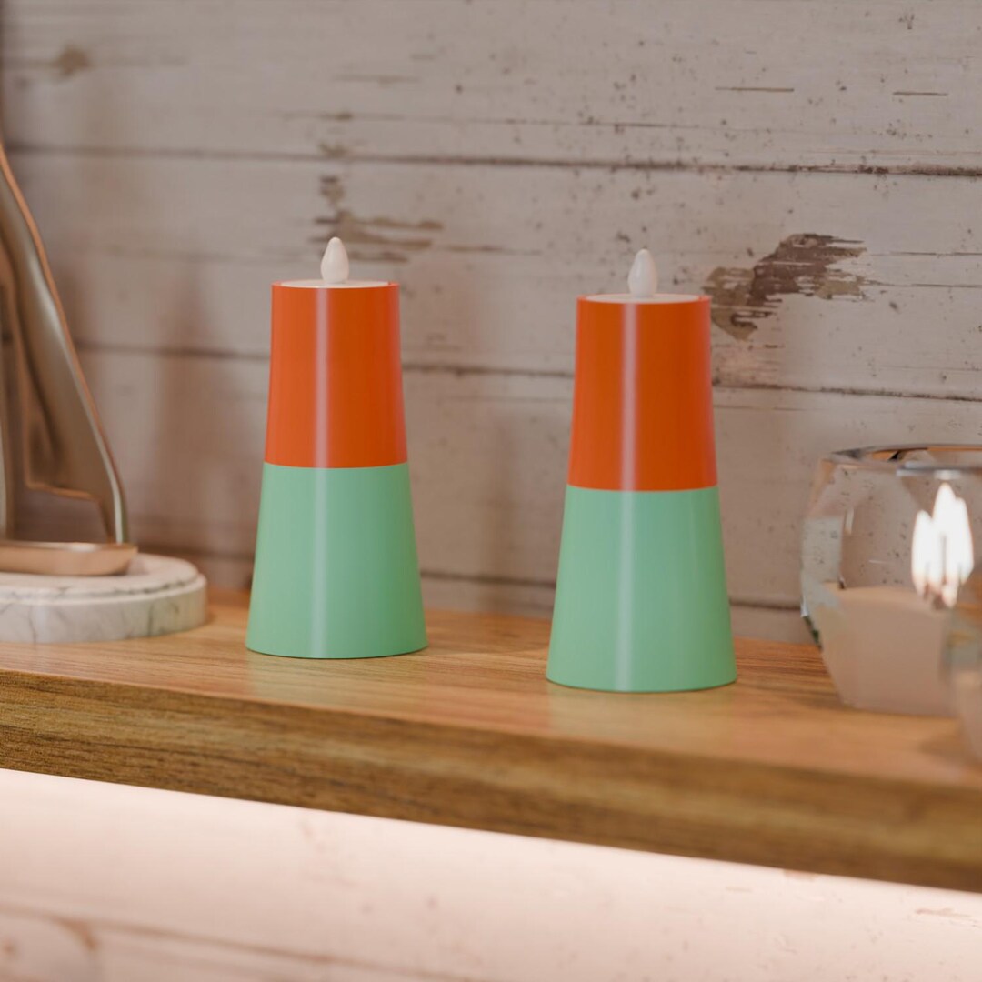 Mid Century Modern Candle Towers: Retro Space Age LED Tealight Holders ...