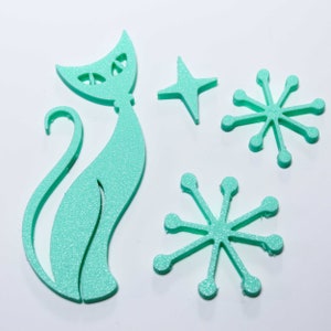 Midcentury Modern Vintage Style Atomic Cat Fridge Magnets Art ...