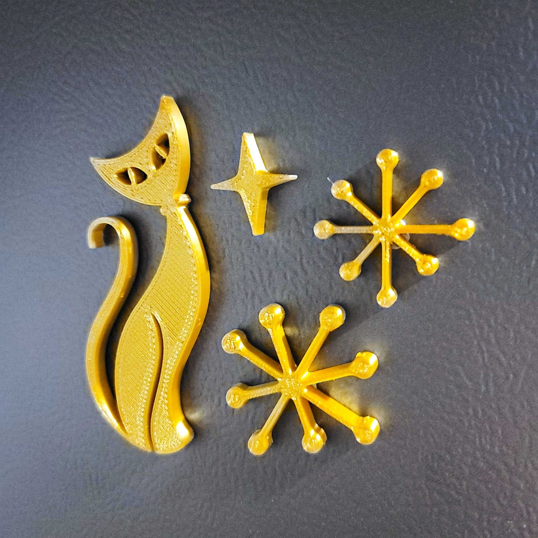 Midcentury Modern Vintage Style Atomic Cat Fridge Magnets Art ...