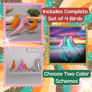 Mid Century Modern Eames Style Bird Decor Family Retro Vintage Figures ...