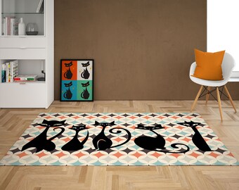 Atomic Cat Area Rug - Etsy