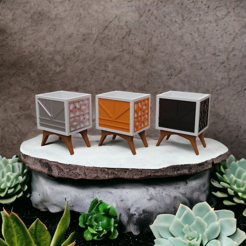 Console MCM Planter Cactus Succulent Mid Century Modern Décor - Etsy