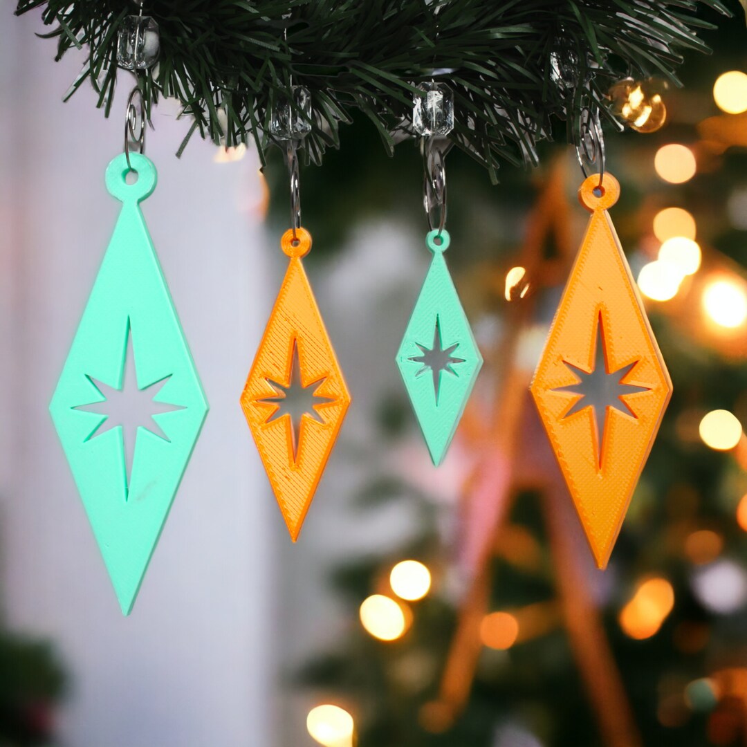 Mid Century Modern Art Deco Vintage Style Diamond Starburst Ornaments ...