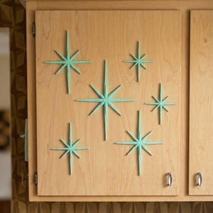 Mini Elongated Mid Century Modern Starbursts Wall Decor Set of 6 Indoor ...