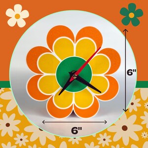 Flower Power Desk Clock Retro 70s-inspired Silent Quartz Clock, Groovy ...