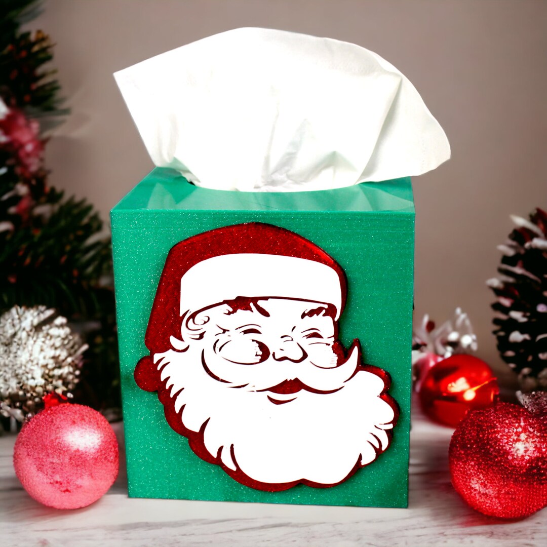 Vintage Style Christmas Santa Tissue Box Cover MCM Midcentury Modern ...
