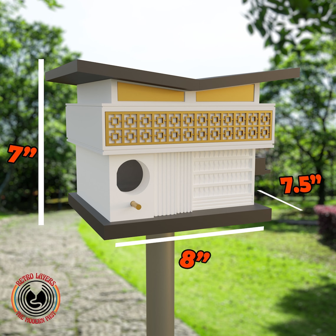 Retro Mid Century Modern Birdhouse Building Park Place Bird - Etsy