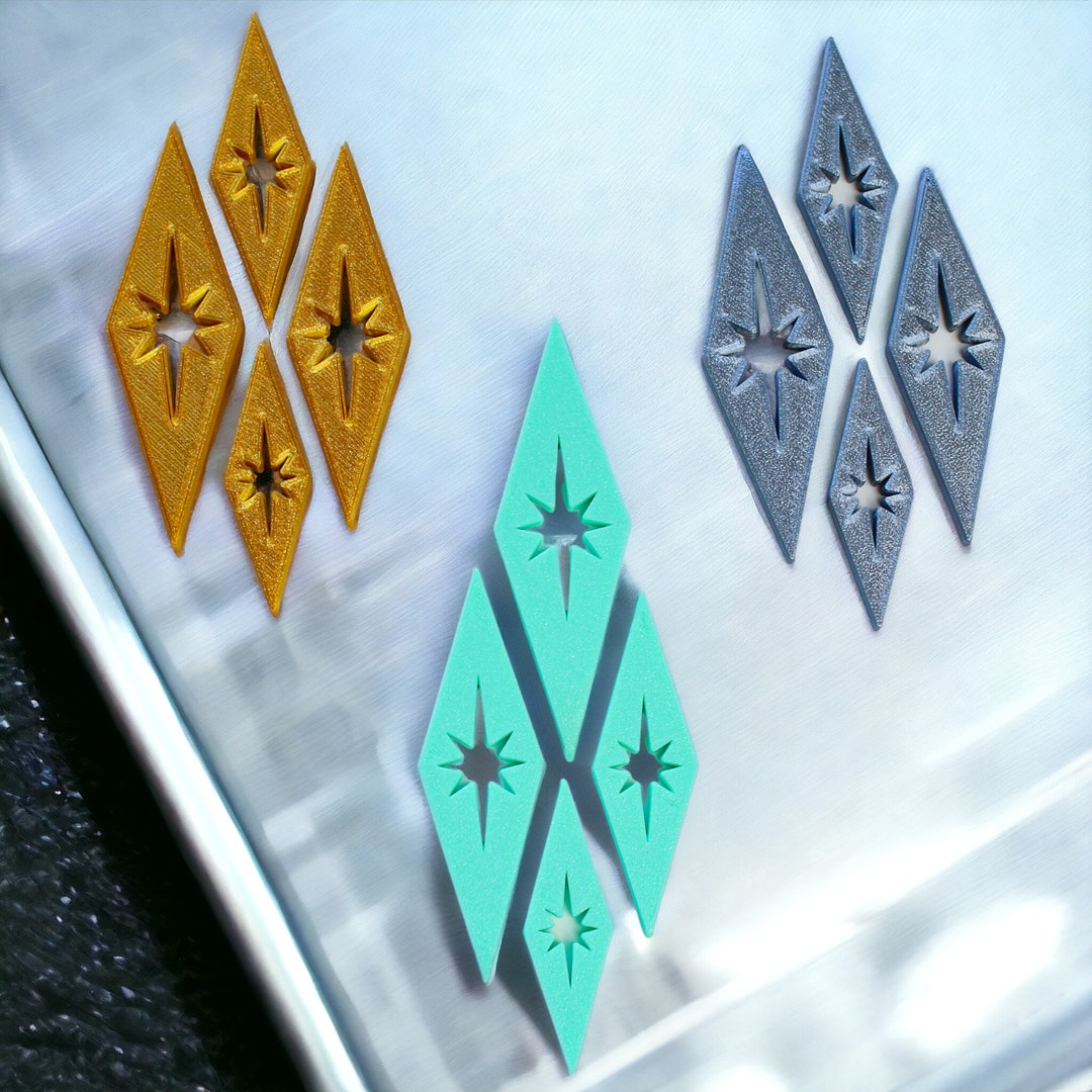 Mid Century Modern Vintage Style Diamonds Starburst Fridge Magnets Art ...