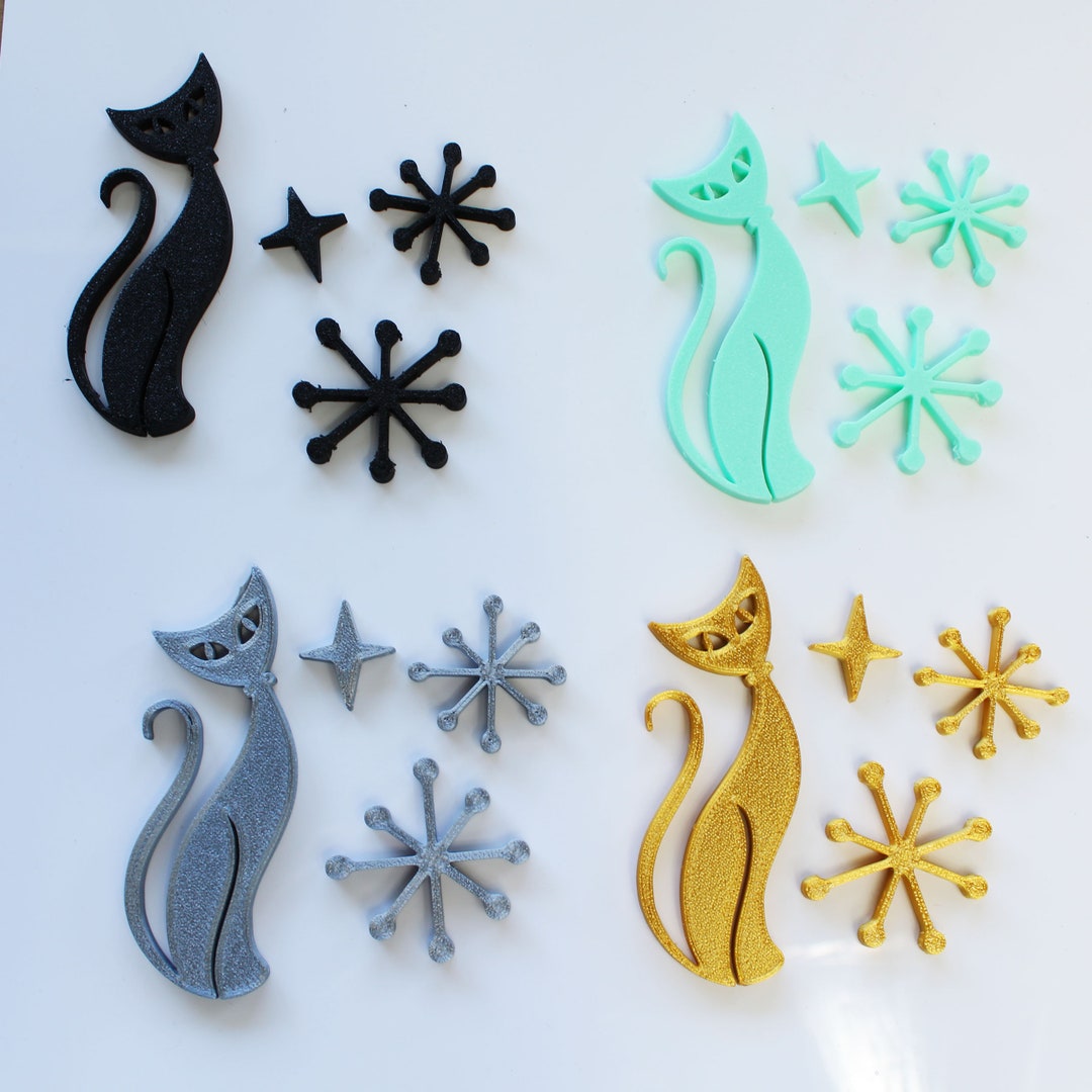 Midcentury Modern Vintage Style Atomic Cat Fridge Magnets Art - Etsy