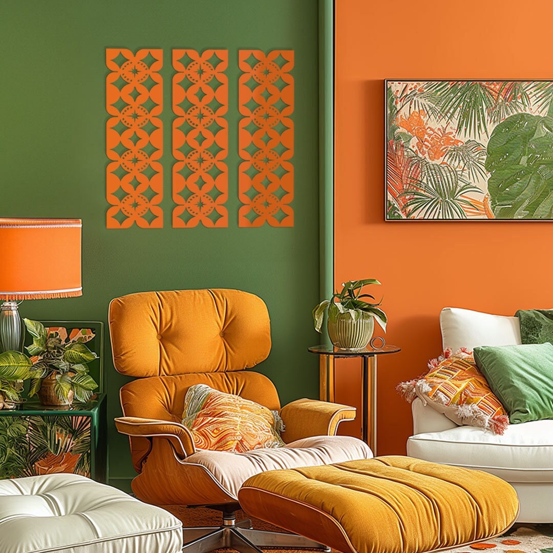 Mid Century Modern Vintage Flower Wave Starburst 3D Printed Outdoor ...