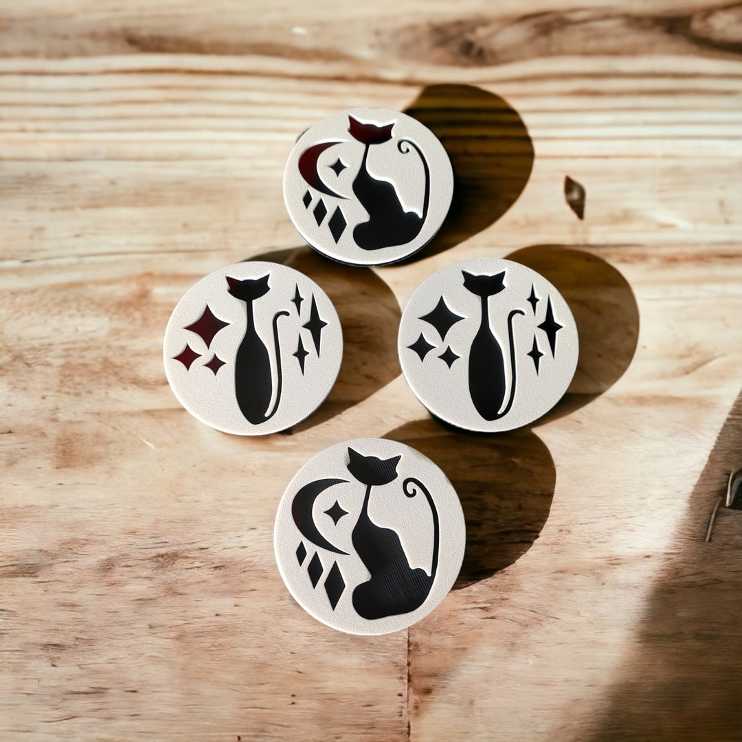 Mid Century Modern Atomic Cat MCM Coasters Set of 4 Vintage - Etsy