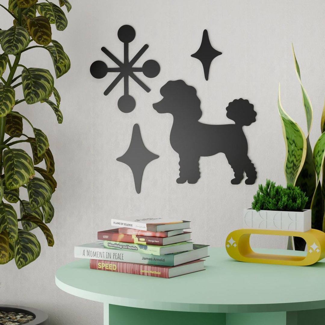 Mid Century Modern Retro Poodle Starburst Vintage Style Art Deco Wall ...