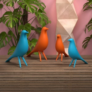 Mid Century Modern Eames Style Bird Decor Family Retro Vintage Figures ...