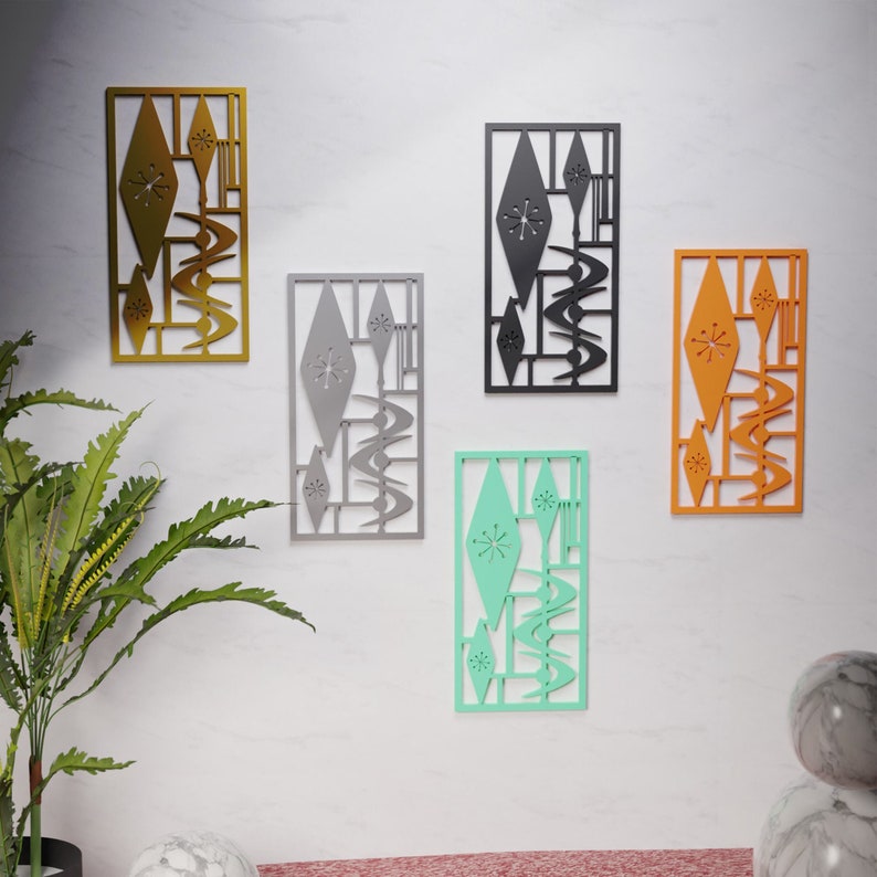 Midcentury Modern Atomic Triple Diamond Jacks Vintage Style Wall Panels ...