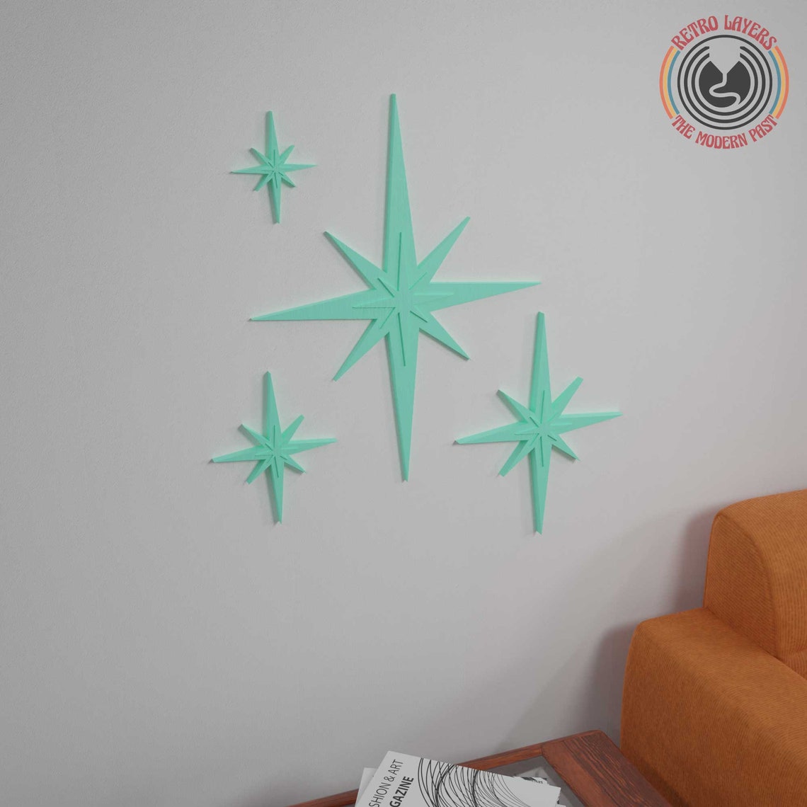 Mid Century Modern Vintage Style Starbursts 3D Printed - Etsy