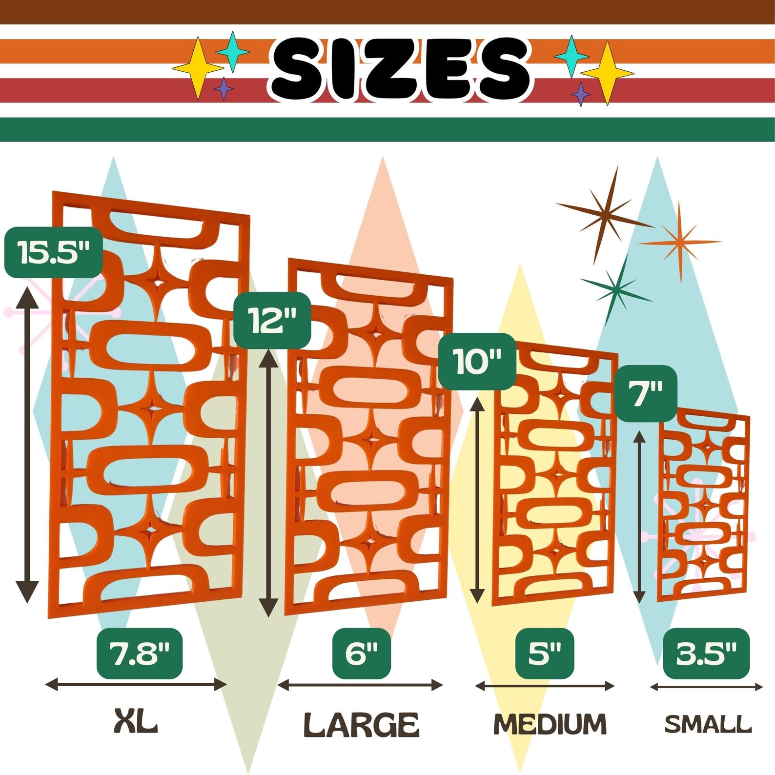 Mid-century Modern Atomic Ovals Starburst Vintage Style Wall Panels ...