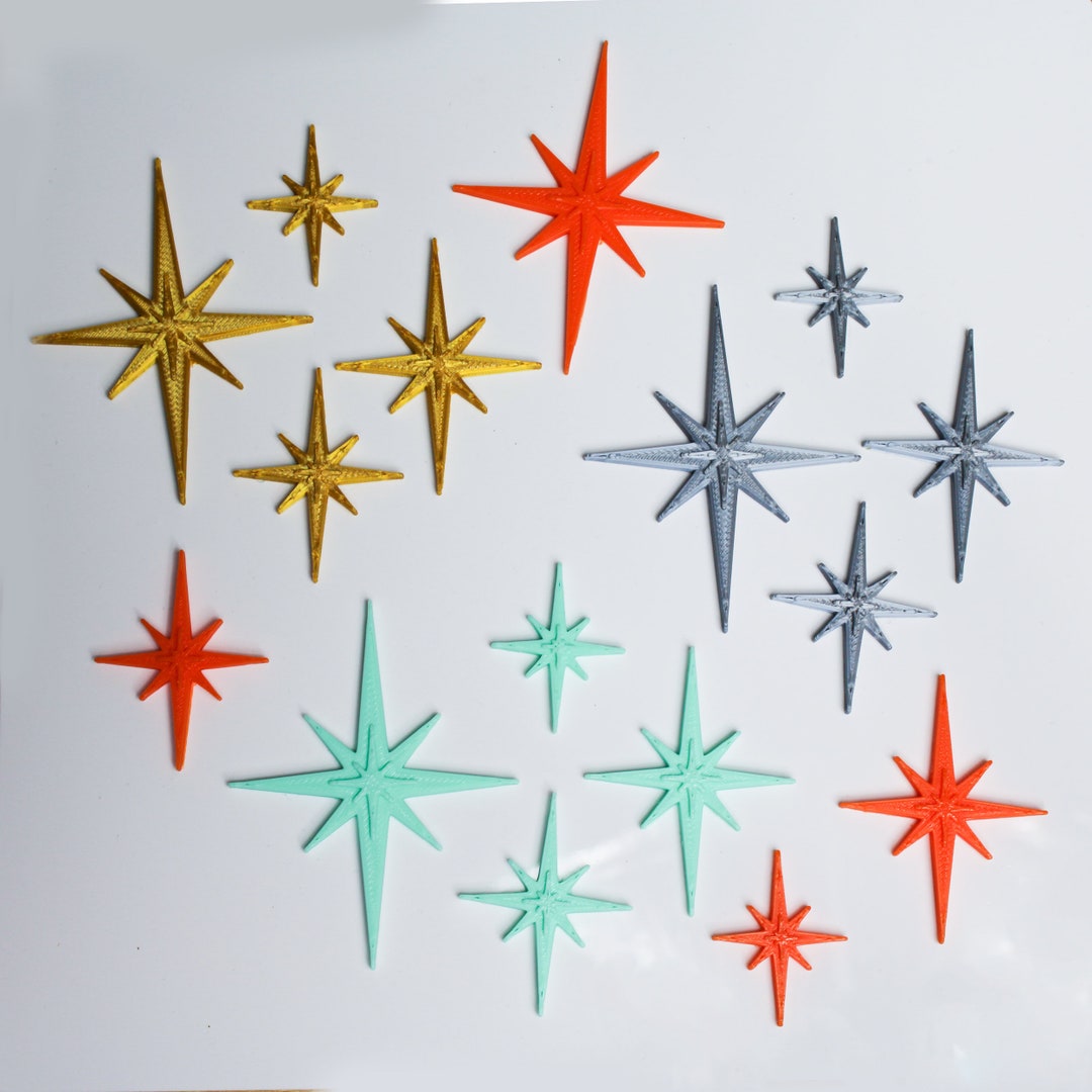 Midcentury Modern Vintage Style Atomic Stars Fridge Magnets - Etsy