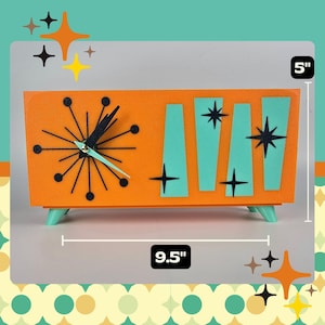 Cosmic Starburst Desk Clock – Retro Mid-century Modern Atomic Space-age ...