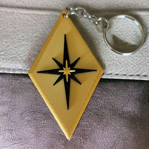 Retro Mid Century Modern Diamond Starburst Keychain Nostalgic Keyring ...