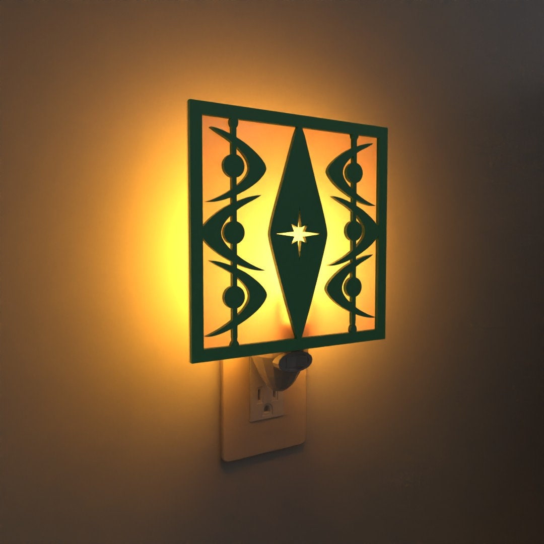 Diamond Starburst Boomerang Mid Century Modern Night Light Retro Home ...