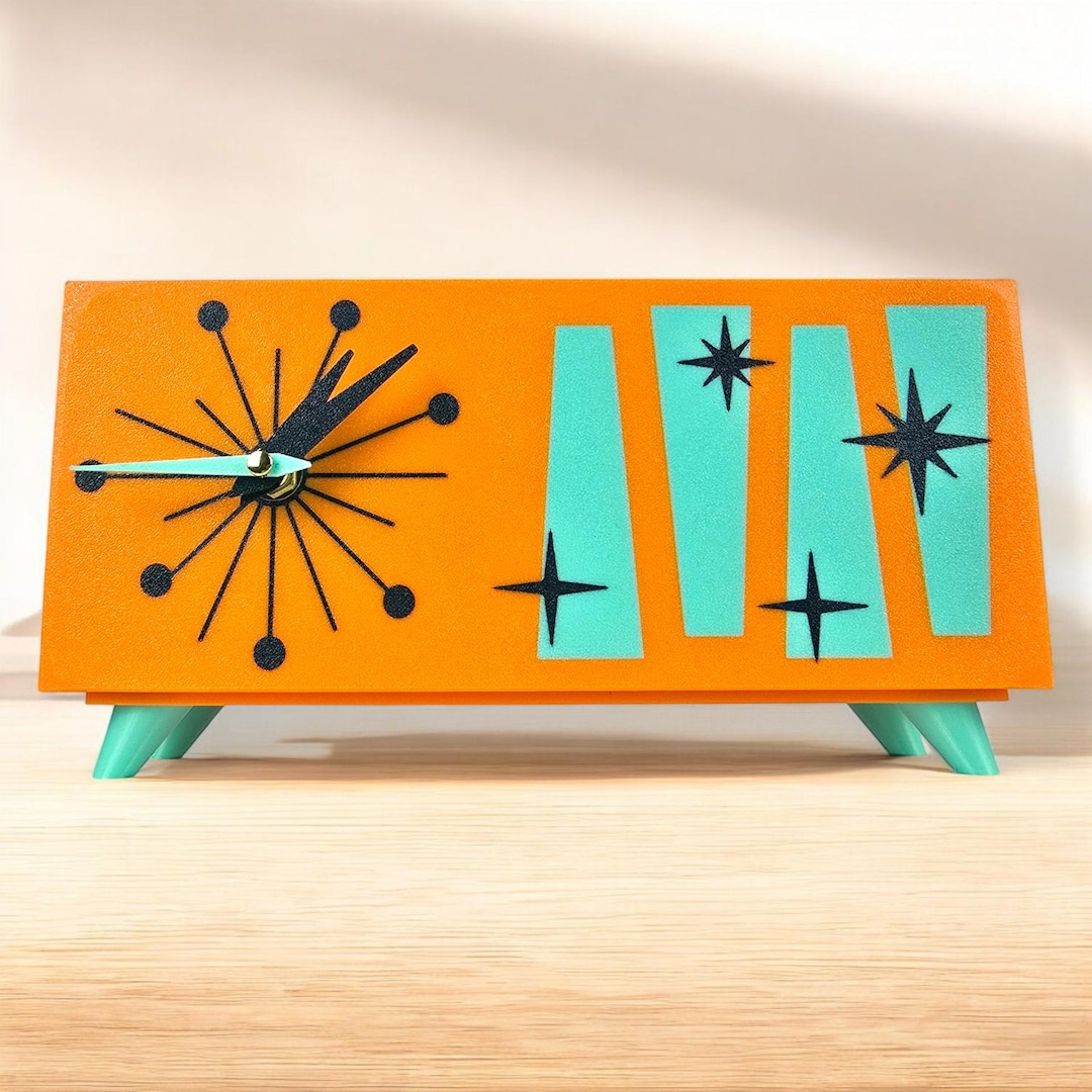 Cosmic Starburst Desk Clock – Retro Mid-century Modern Atomic Space-age ...