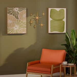 Mini Elongated Mid Century Modern Starbursts Wall Decor Set of 6 Indoor ...